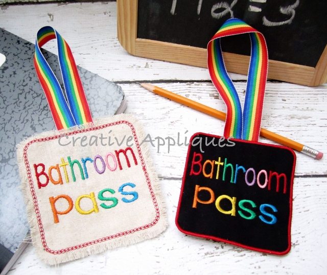 Girls Bathroom Pass Creative Appliques