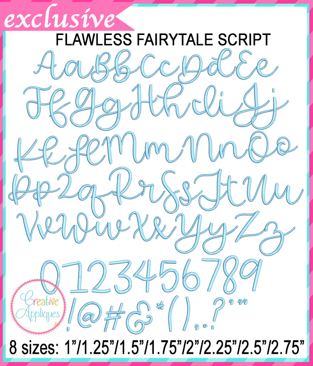 Flawless Fairytale Script Embroidery Font - Creative Appliques